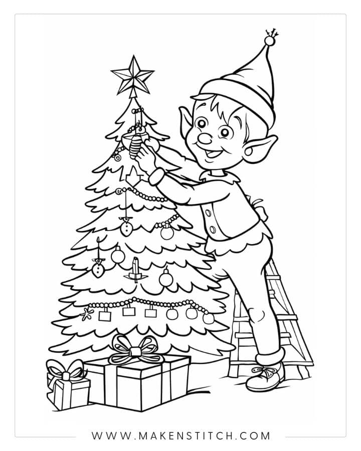 20 Christmas Elves Coloring Pages - Makenstitch