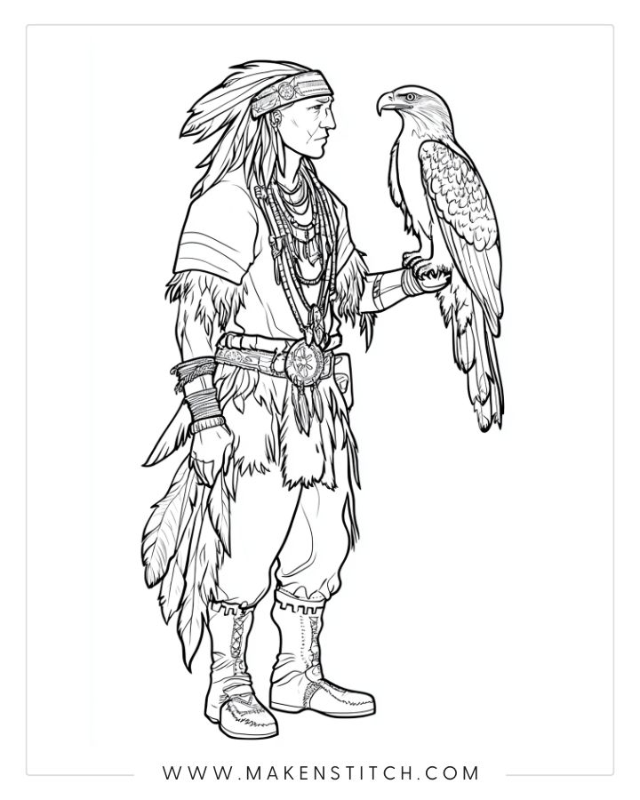 38 Native American Coloring Pages - Makenstitch