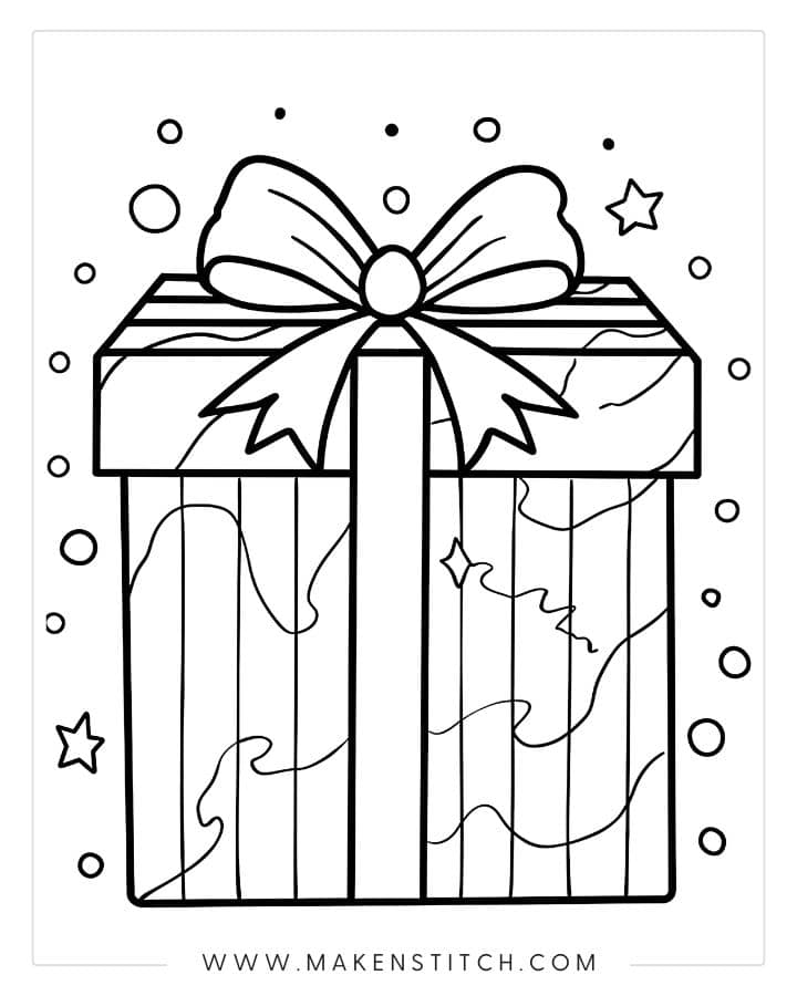 Christmas Present Coloring Pages - Makenstitch