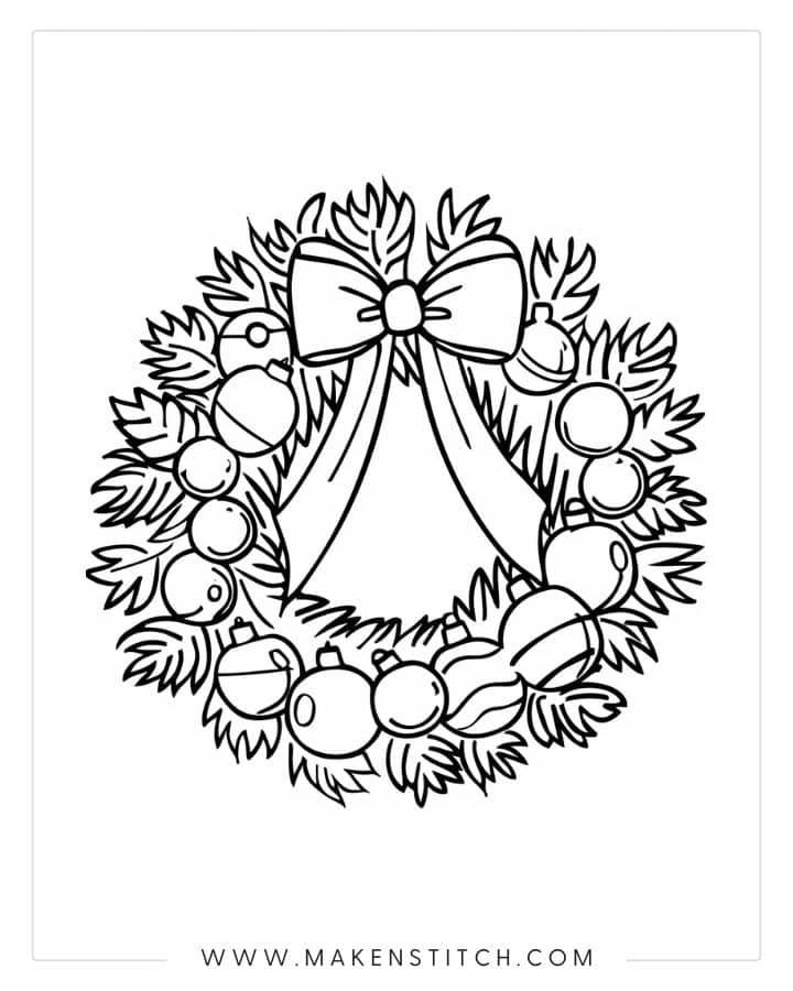 Christmas Wreath Coloring Pages - Makenstitch