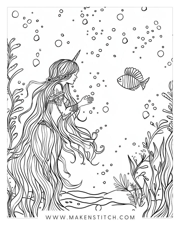 Mermaid Coloring Pages - Makenstitch