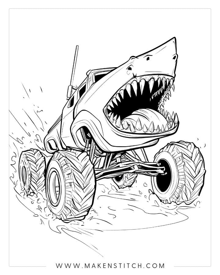 Monster Truck Coloring Pages - Makenstitch