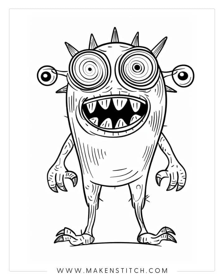 42 Monster Coloring Pages - Makenstitch