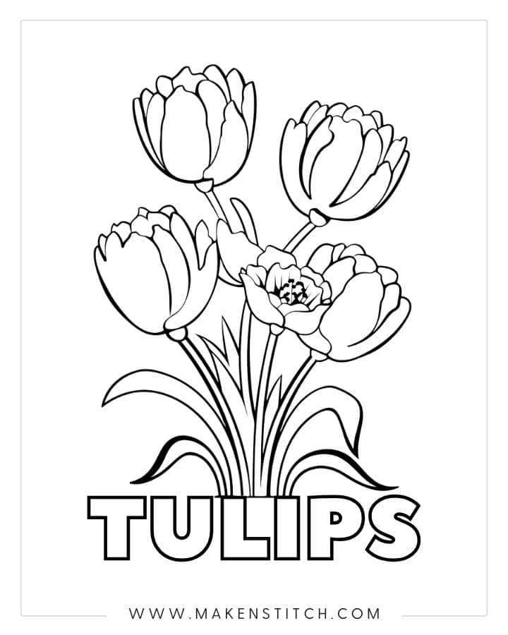 Tulip Coloring Pages - Makenstitch
