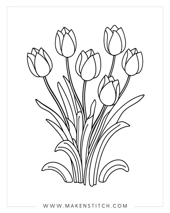Tulip Coloring Pages - Makenstitch