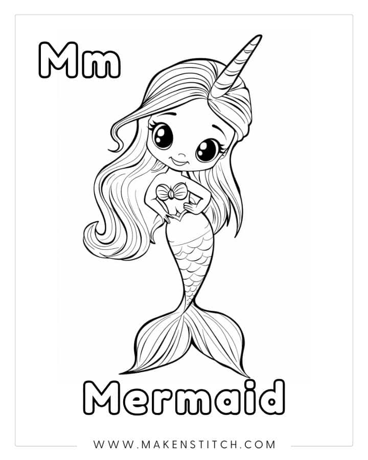 Mermaid Coloring Pages - Makenstitch