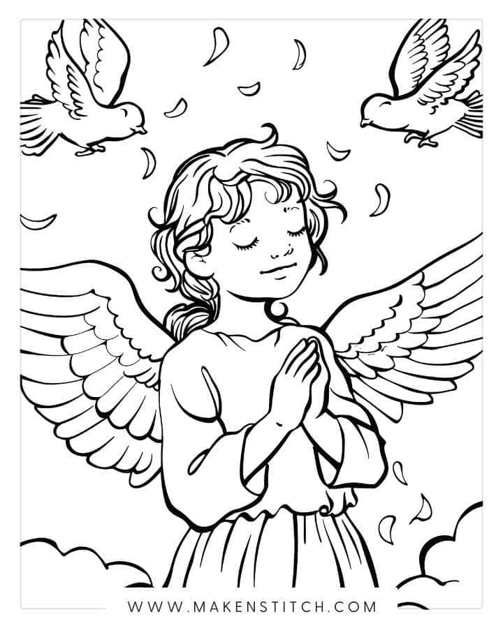 34 Angel Coloring Pages for Kids and Adults - Makenstitch
