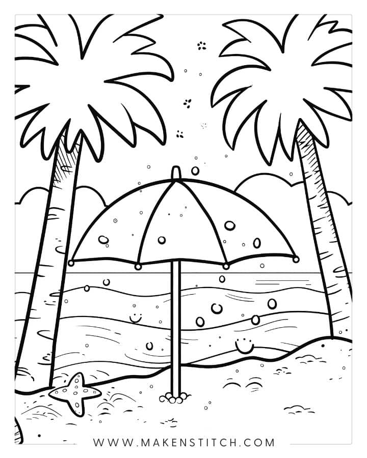 Beach Coloring Pages - Makenstitch