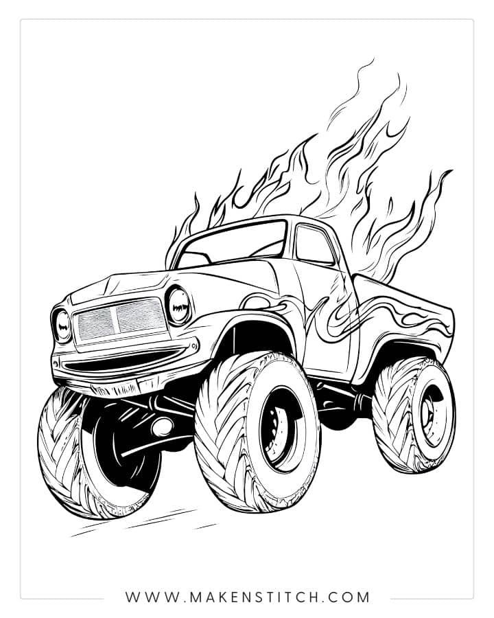 Monster Truck Coloring Pages - Makenstitch