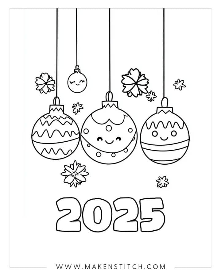 18 Christmas Ornaments Coloring Pages - Makenstitch