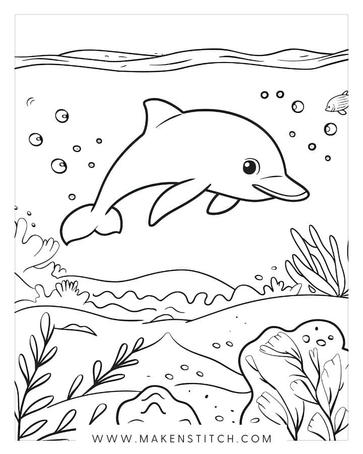 Dolphin Coloring Pages - Makenstitch