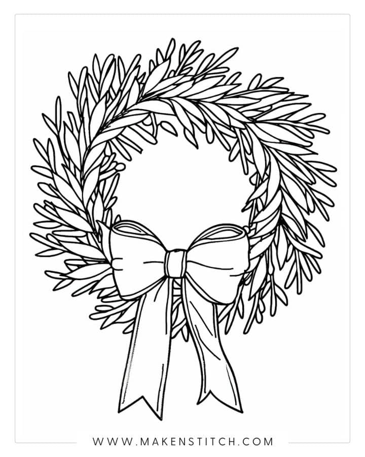 Christmas Wreath Coloring Pages - Makenstitch