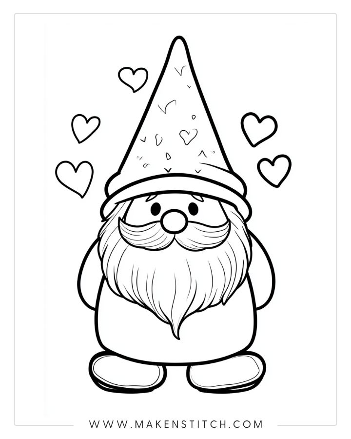24 Gnome Coloring Pages - Makenstitch