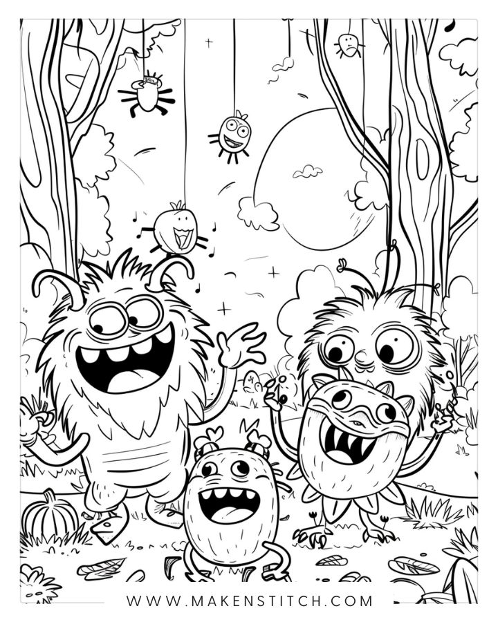 42 Monster Coloring Pages - Makenstitch
