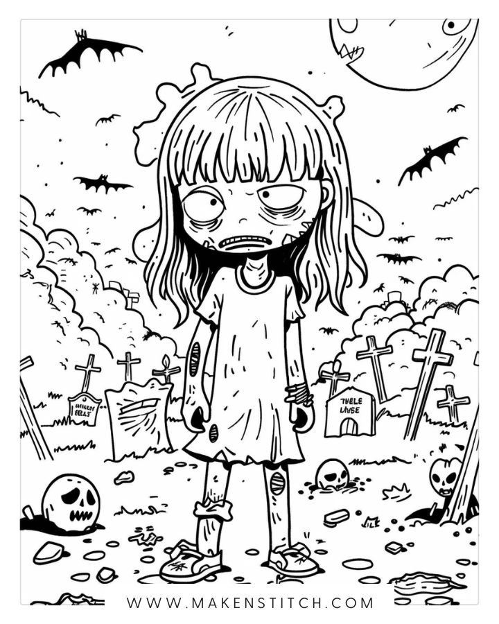 34 Zombie Coloring Pages - Makenstitch