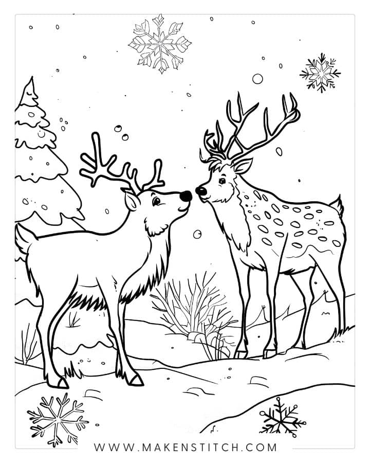 18 Reindeer Coloring Pages - Makenstitch