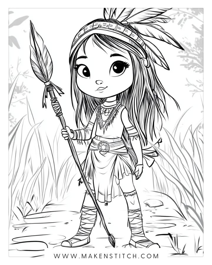 38 Native American Coloring Pages - Makenstitch