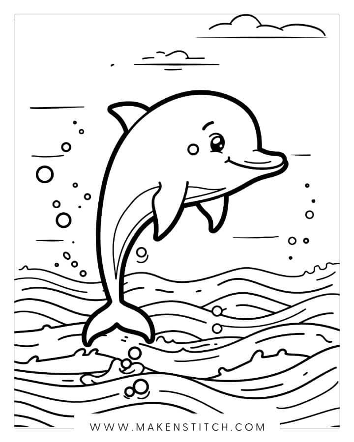 Dolphin Coloring Pages - Makenstitch