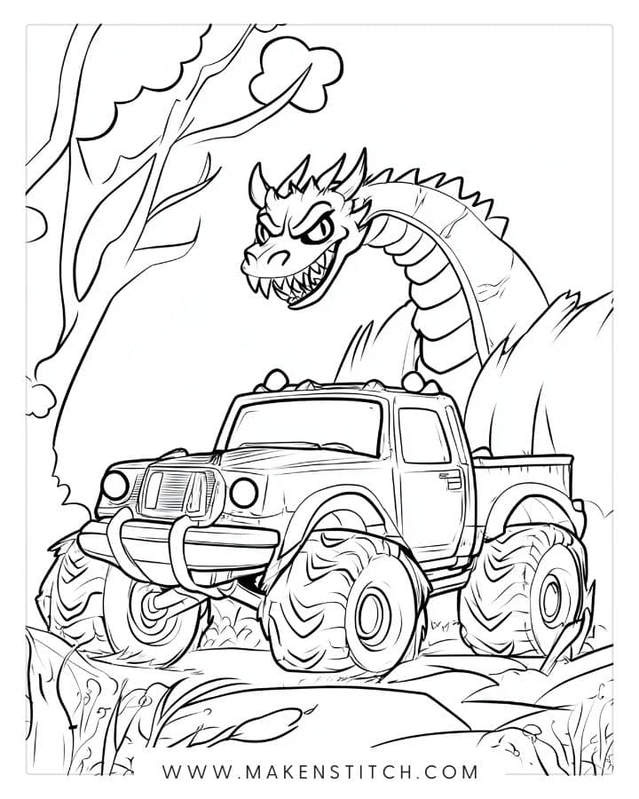 Monster Truck Coloring Pages - Makenstitch