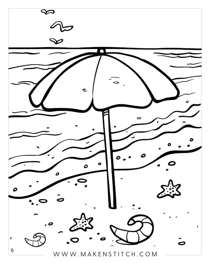 Beach Coloring Pages - Makenstitch