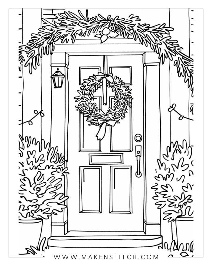 Christmas Wreath Coloring Pages - Makenstitch