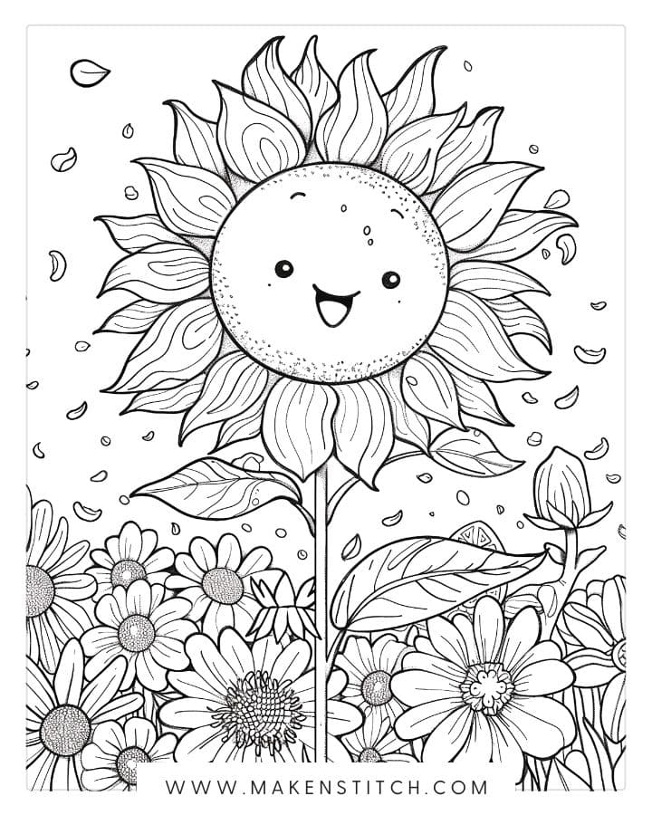 20 Sunflower Coloring Pages - Makenstitch