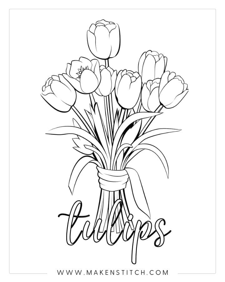 Tulip Coloring Pages - Makenstitch