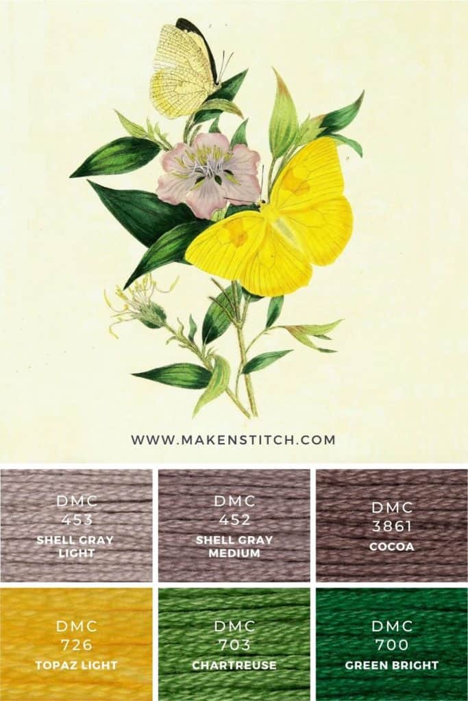 Yellow Butterfly Stitch Color Palette - Makenstitch