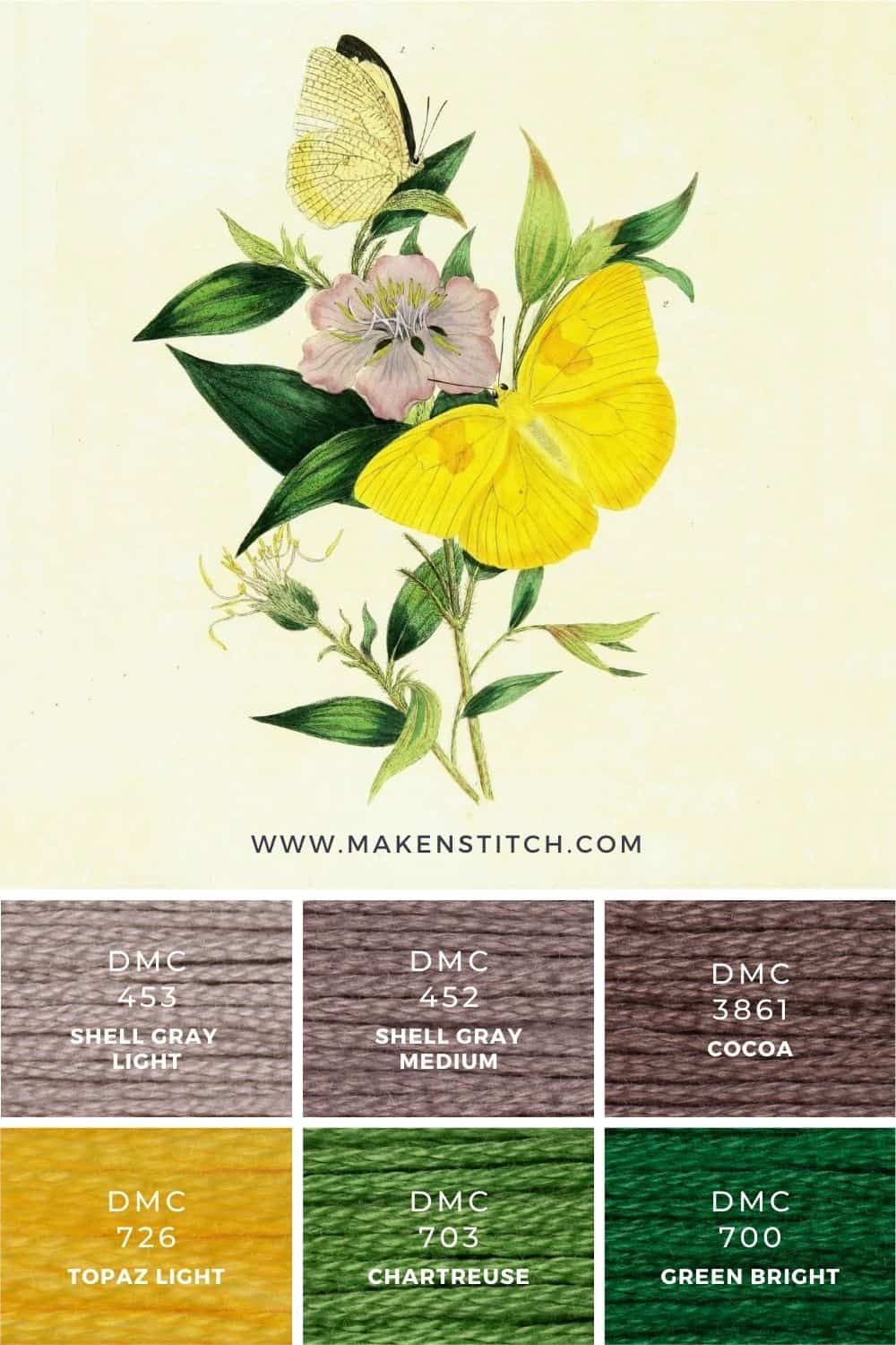 Yellow Butterfly Stitch Color Palette - Makenstitch