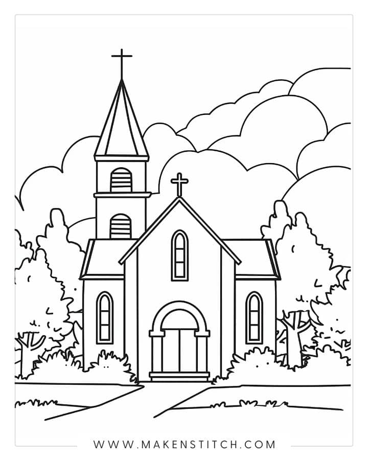 Church Coloring Pages - Makenstitch