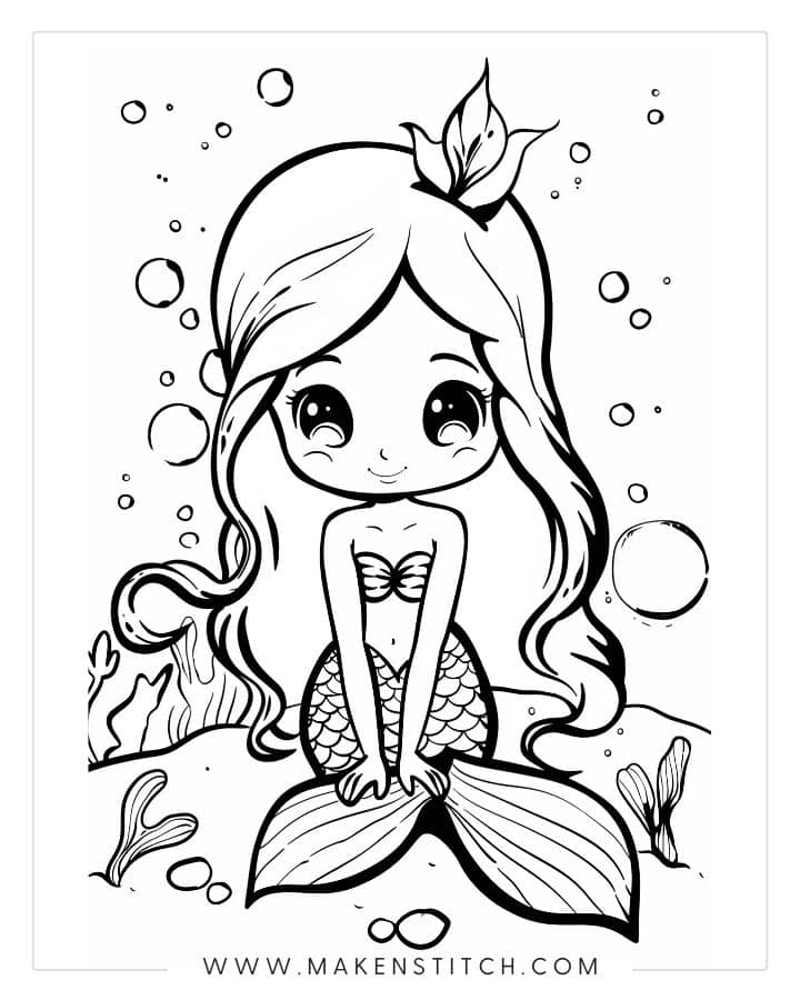 Mermaid Coloring Pages - Makenstitch