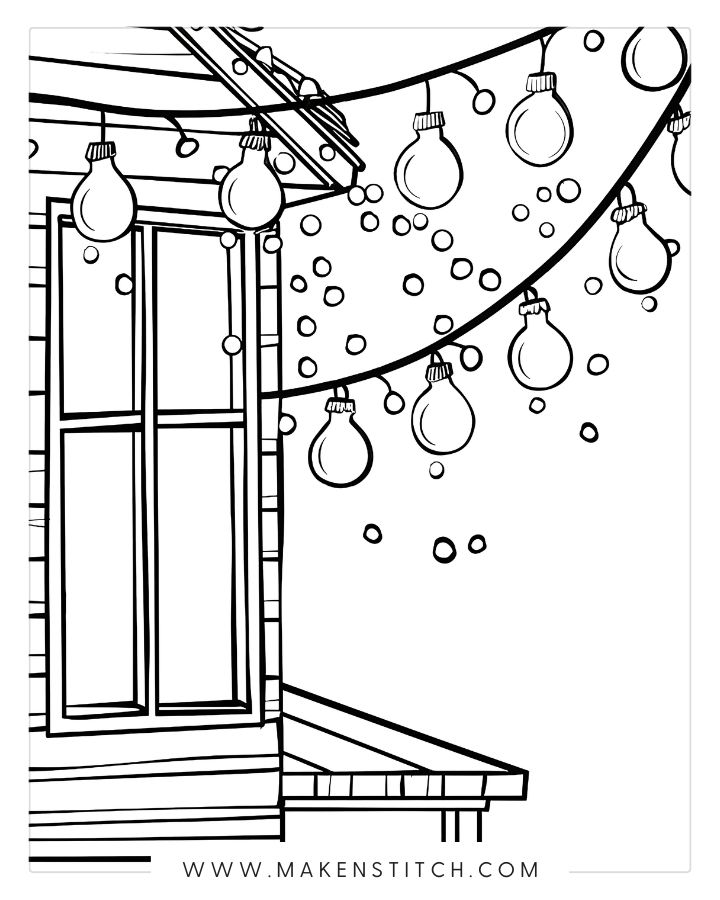 Christmas Lights Coloring Pages - Makenstitch