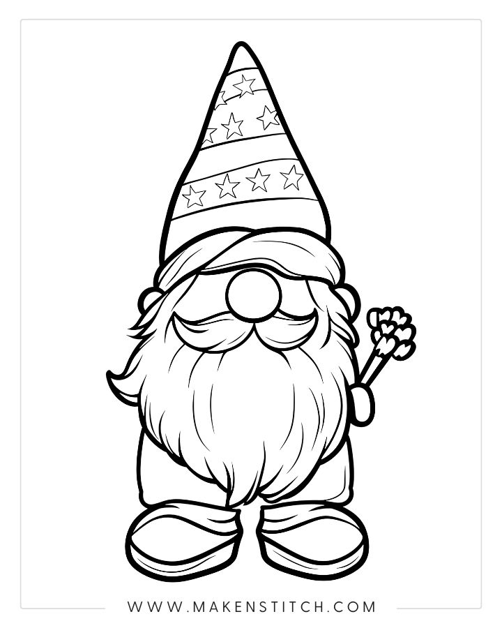 24 Gnome Coloring Pages - Makenstitch