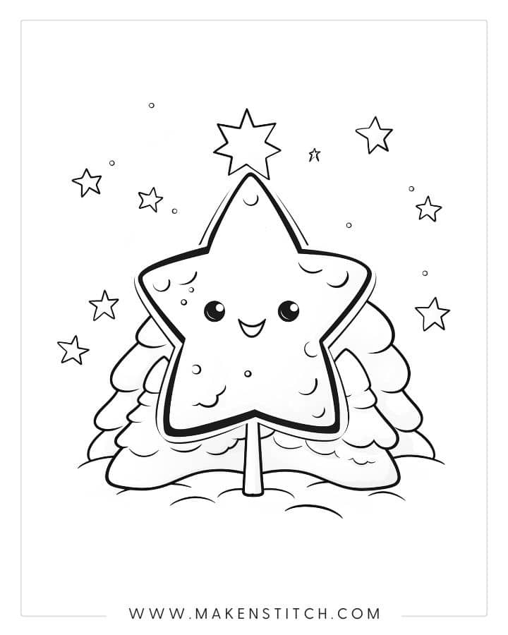 Christmas Tree Star Coloring Page