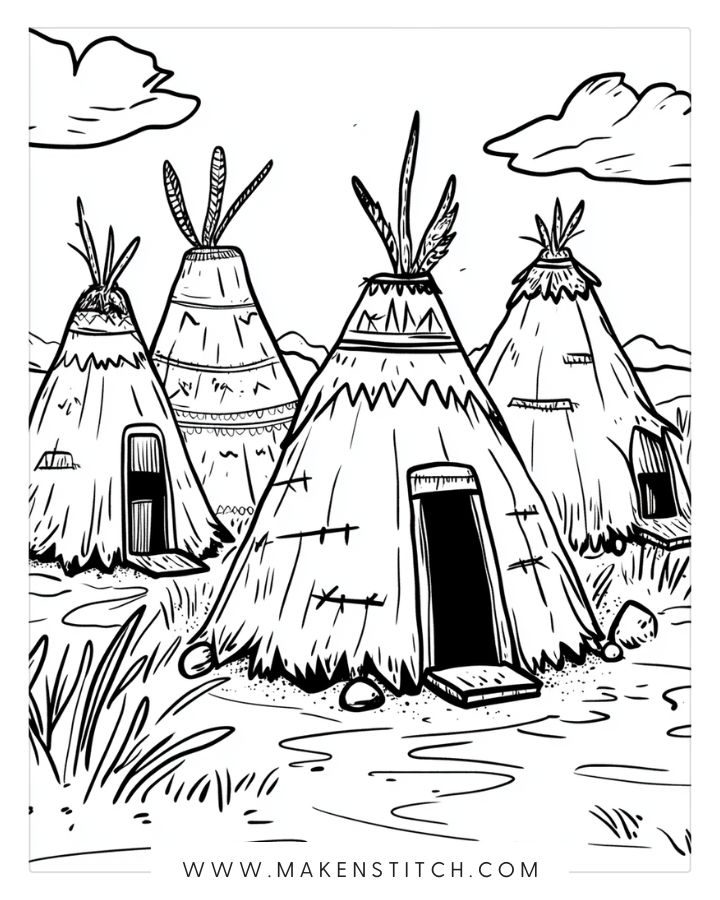 38 Native American Coloring Pages - Makenstitch