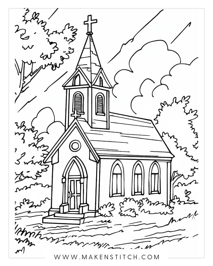 Church Coloring Pages - Makenstitch