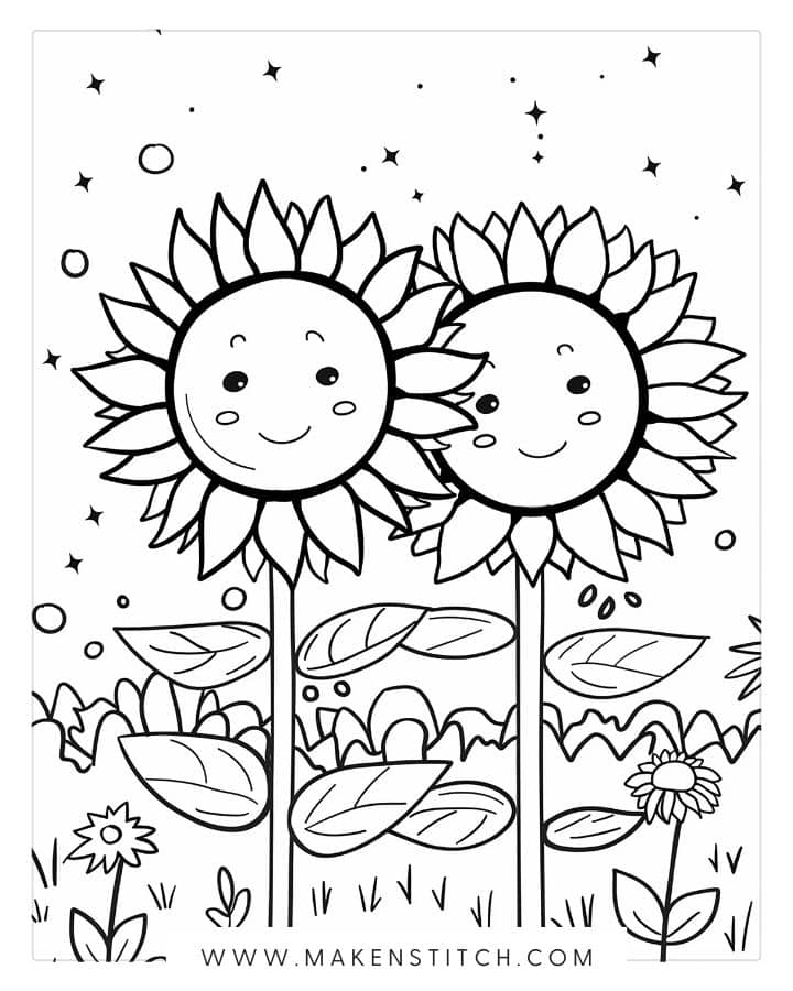 20 Sunflower Coloring Pages - Makenstitch
