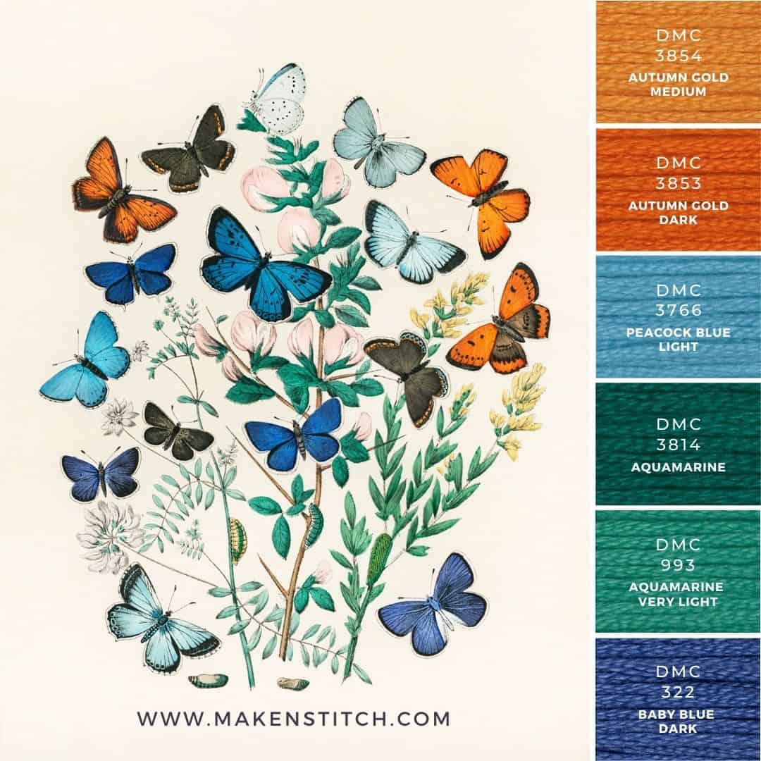 European Butterflies Stitch Color Palette - Makenstitch