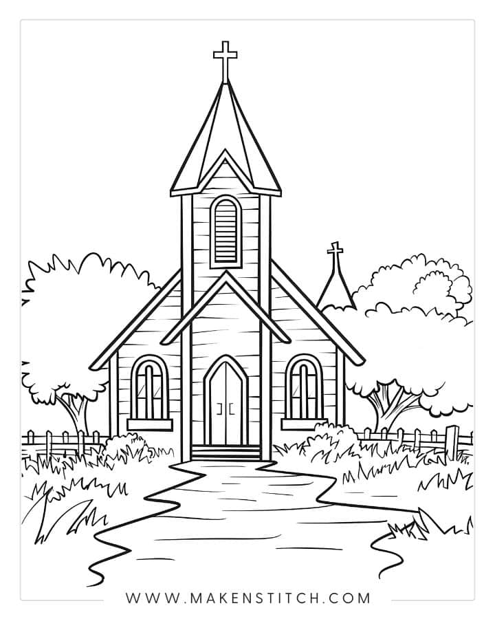Church Coloring Pages - Makenstitch