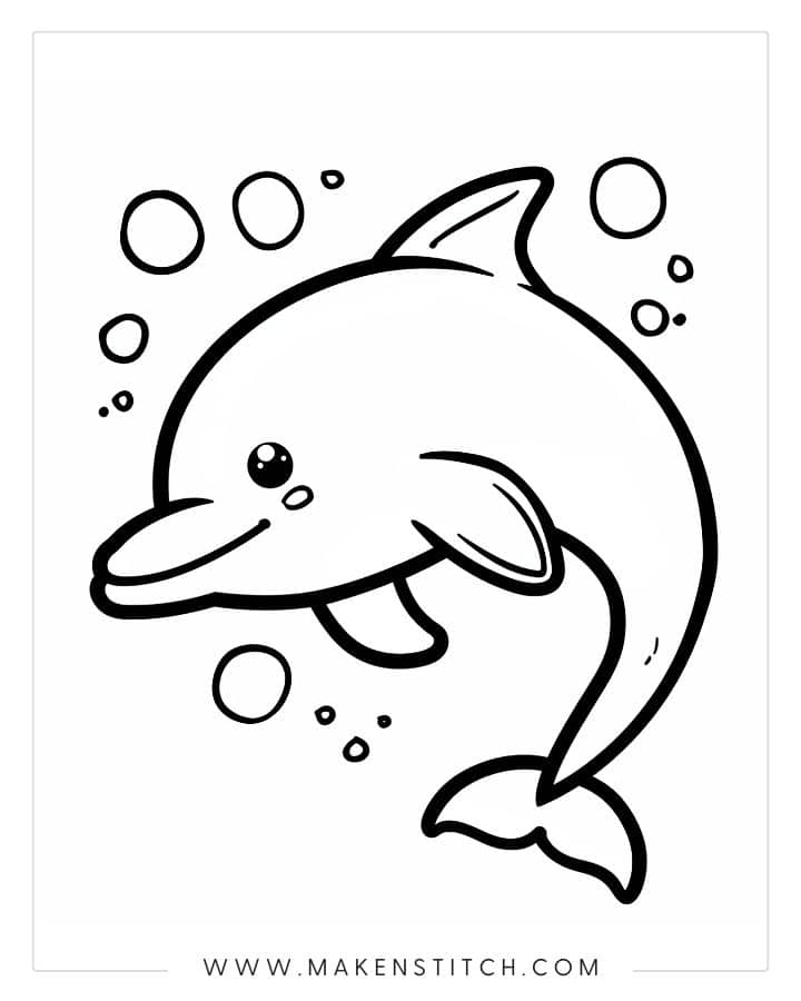 Dolphin Coloring Pages - Makenstitch