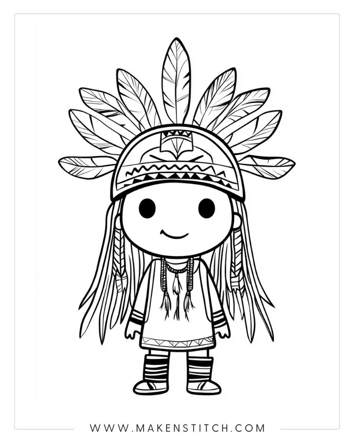 38 Native American Coloring Pages - Makenstitch
