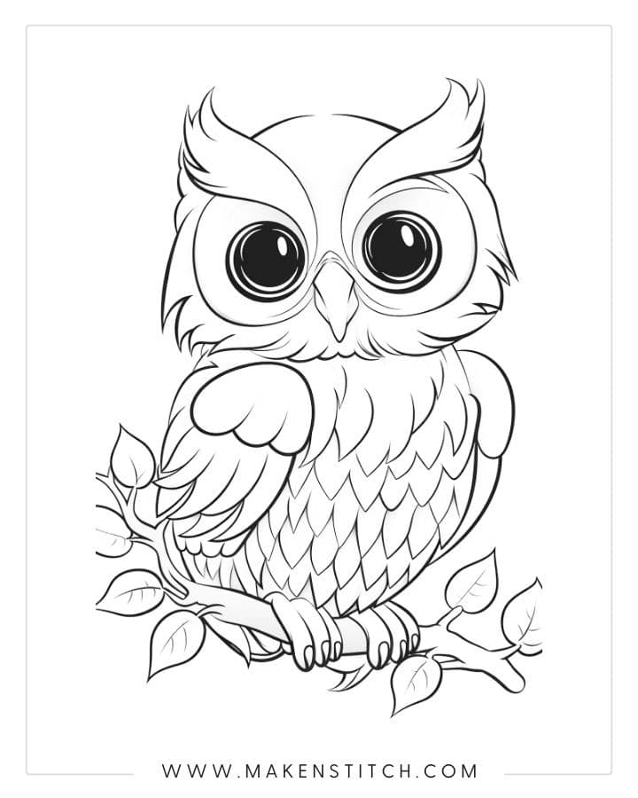 Owls Coloring Pages - Makenstitch