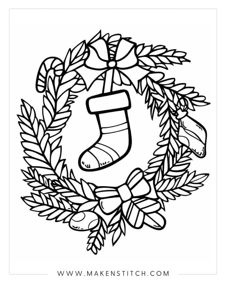 Christmas Wreath Coloring Pages - Makenstitch