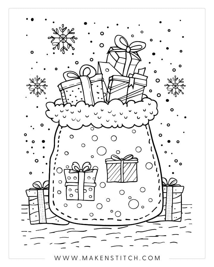Christmas Present Coloring Pages - Makenstitch