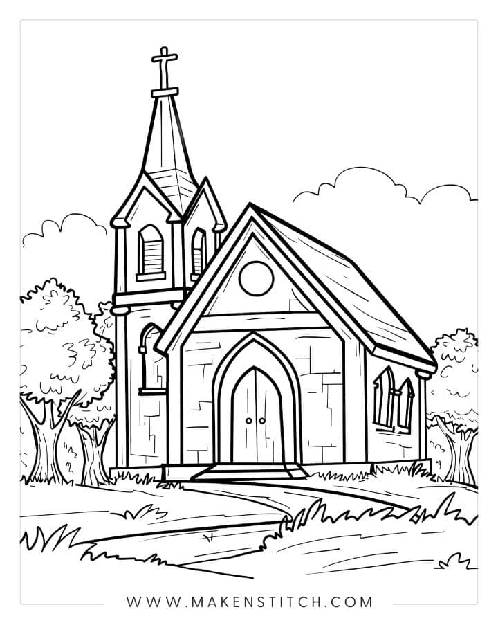 Church Coloring Pages - Makenstitch