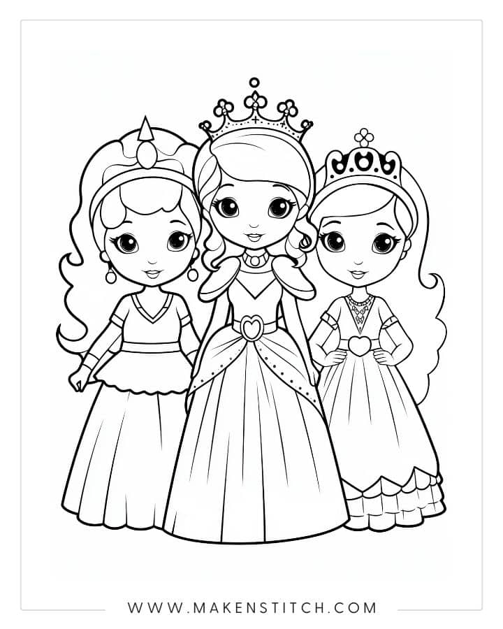 Princess Coloring Pages - Makenstitch