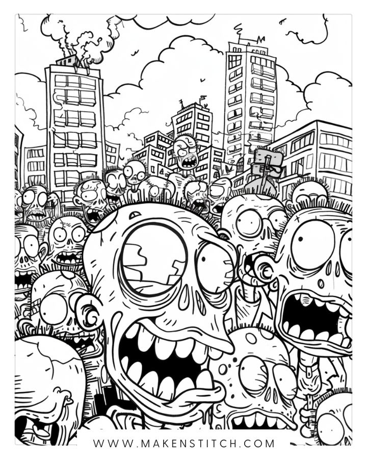 34 Zombie Coloring Pages - Makenstitch