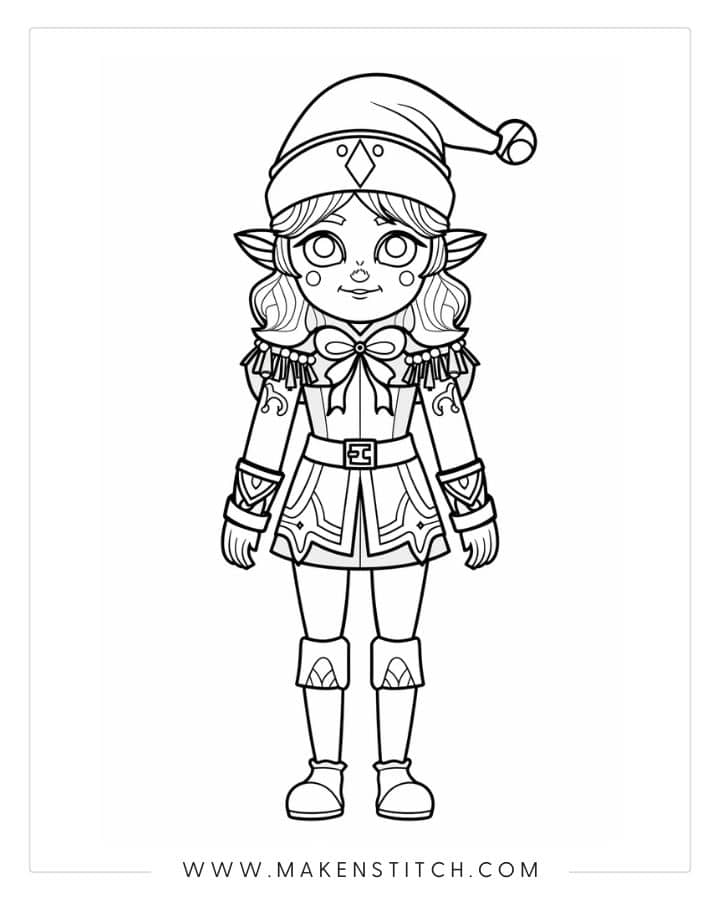 20 Christmas Elves Coloring Pages - Makenstitch