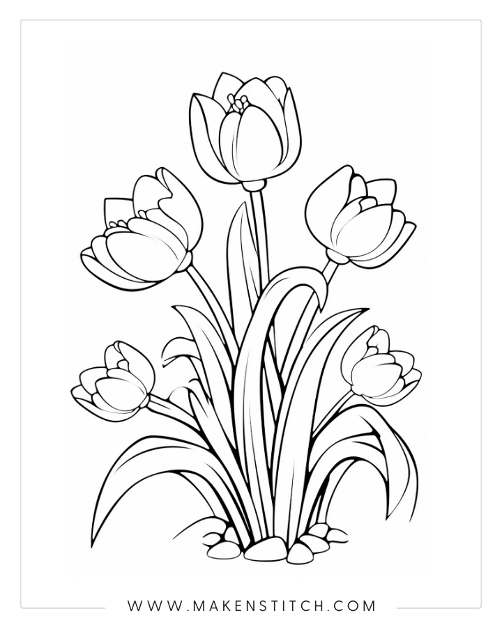 Tulip Coloring Pages - Makenstitch