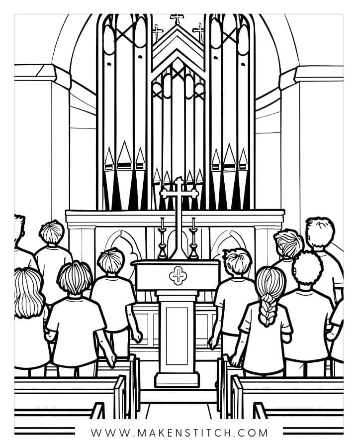 Church Coloring Pages - Makenstitch